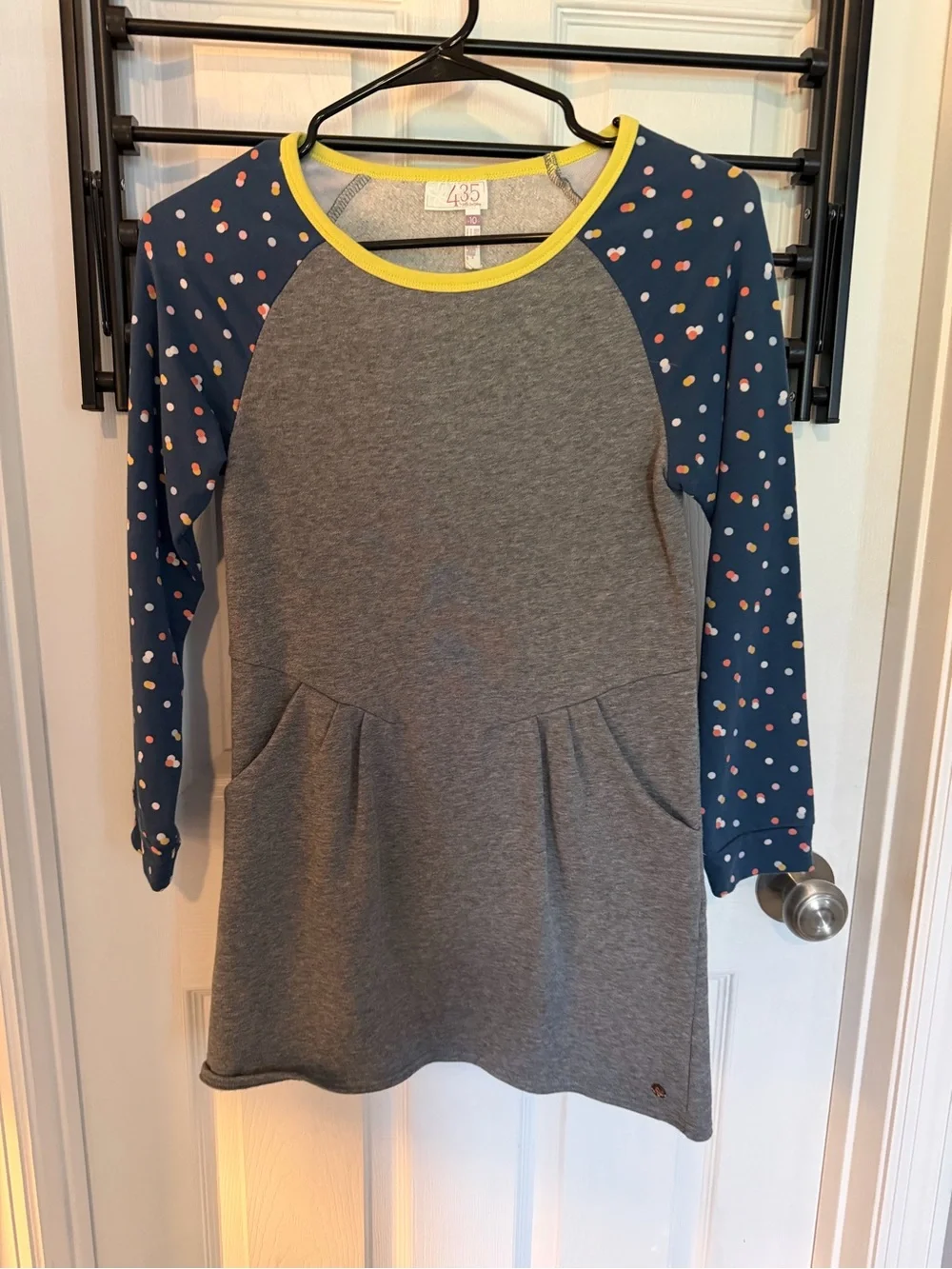 Matilda Jane | Dresses | Matilda Jane Gray Dress With Navy Polka Dot ...